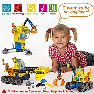6 In 1 STEM Building Toys for 5 6 7 8 9 + Year Old Boy Girl Gift,192 PCS Stem Project Activities Kit for kid 5-7 6-8 Educational Autism Robotic Toy Learning Game Excavator Engineering Construction Set