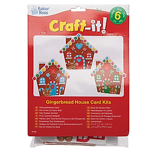 Baker Ross AT186 Gingerbread House Mix & Match Card Kits - Pack of 6, Decorate and Display for Christmas Decorations, Ideal Kids Arts and Crafts Project