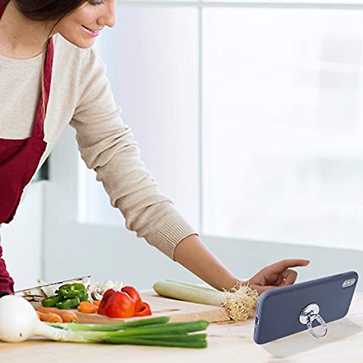 AirFly Phone Finger Ring Holder, 4 in 1, Universal Metal Phone Ring, Table Stand Kickstand, Car Vent Mount, Finger Grip Compatible All Smartphones, Black Matte