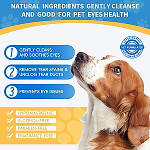 bycolili 2 Pack Eye Wipes for Dogs & Cats,Extra Large 240 Count Natural Tear Stain Eyes Wash Pads,Gently Remove Discharge,Debris,3.15" Coconut Oil Cleans Eyes,Face,Wrinkles