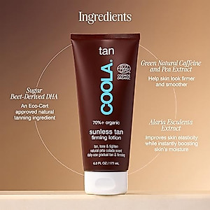 COOLA Organic Sunless Self Tanner Body Firming Lotion, Dermatologist Tested Anti-Aging Skin Care, Vegan and Non-GMO, Piña Colada, 6 Fl Oz