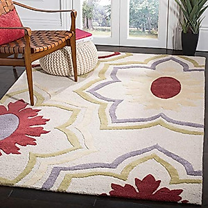 SAFAVIEH Soho Collection 6' Round Ivory/Multi SOH857B Handmade Premium Wool & Viscose Area Rug