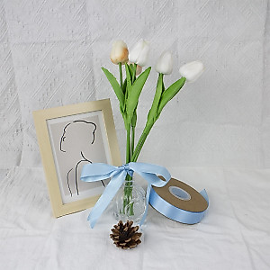 Sewhick 1 Inch x 50 Yards Solid Satin Ribbon Single Face Fabric Ribbons for Gift Wrapping Crafting Bows Bouquet Wedding Invitation Floral Arrangement Baby Shower, Light Blue