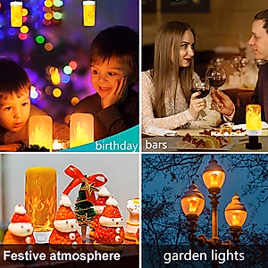 Bolanwich Led Flame Light,USB Rechargeable LED Fire Candles Outdoor Hanging Lamps with Remote for Home Party Halloween Christmas Decoration (Blue)