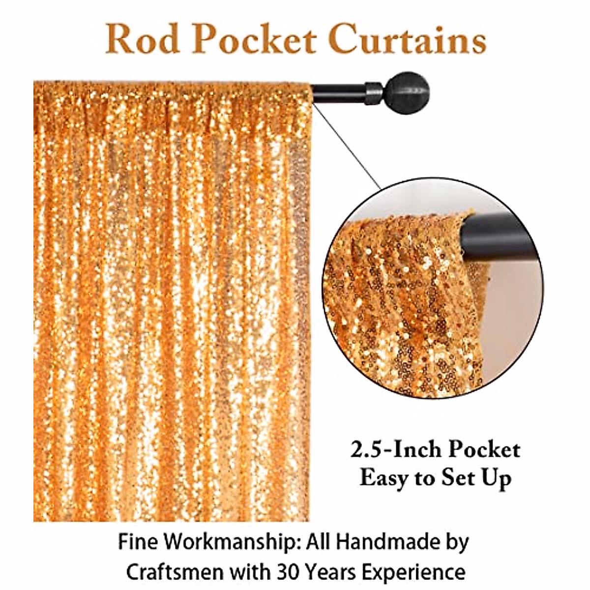 Gold Sequin BACKDROP-CURTAIN-4FTx8FT Sequin Photography Backdrop,Photo Booth Background,Sequin Christmas Backdrop Curtain Deep Gold Sequence Backdrop (4FTx8FT, Gold)