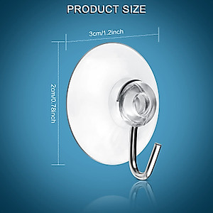 Mudder Suction Cup Hooks Wall Hooks 1.77 Inch Clear Suction Cups with Metal Hooks for Window Glass Kitchen Wall Towel Hooks Hangers Supplies for Christmas Light Decorations(80 Pieces,30 mm)