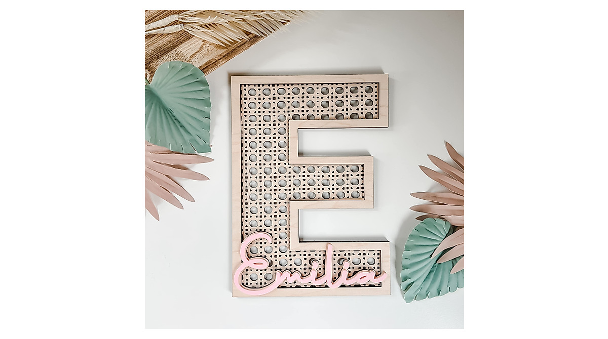 Personalized Boho Wooden Name & Initial Sign for Nursery & Kids' Rooms