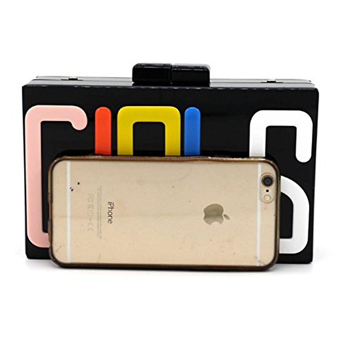 Shiratori Women Evening Clutch Bag, Acrylic Square Box Shoulder HandBags For Wedding Party Tote Purse (black)