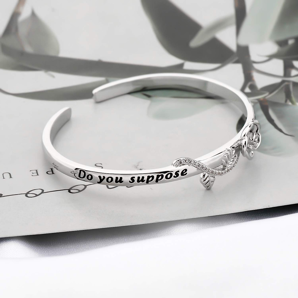 MYOSPARK In Wonder Land Inspired Quote Gift Do You Suppose She's A Wildflower Bracelet Encouragement Gift For Friend (wildflower cuff S)