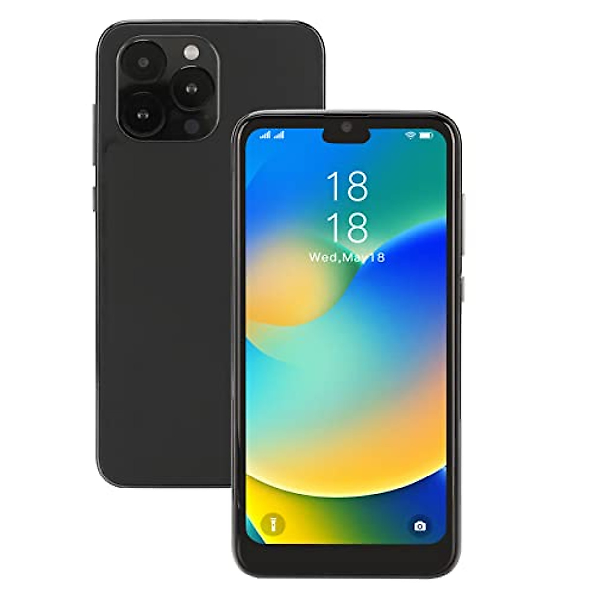 PUSOKEI MTK6889 10 Core Smartphone 6.1Inch I14 ProMax Android11 Unlock Cellphone, 4GB 32GB Storage, AI Face Recognition Unlock, WiFi BT FM, 8MP 16MP Camera, 6800mAh Battery, Black