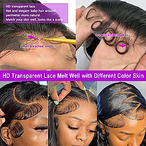 Nognut Body Wave Lace Front Wigs Human Hair 13x4 Frontal Wigs Human Hair HD Lace Pre Plucked Wigs for Women Glueless Wigs Lace Front Wigs Human Hair Body Wave Human Hair Wig 28 Inch