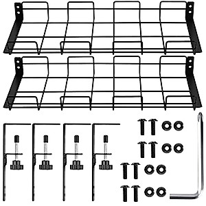 No Drill Under Desk Cable Management Tray, 2 Pack Desk Wire Management Cable Tray Sturdy Alloy Steel Wire Organizer Under Desk Basket for Office and Home Standing Desk