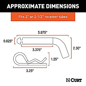 CURT 21583 Trailer Hitch Pin & Clip with Grooved Head, 5/8-Inch Diameter, Fits 2 or 2-1/2-Inch Receiver