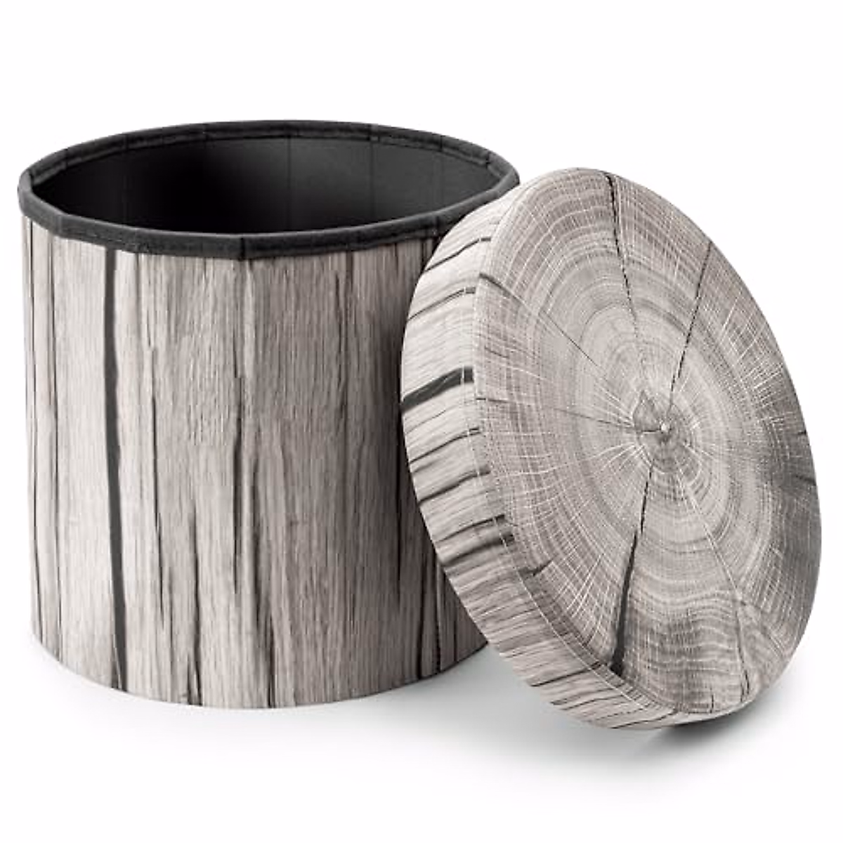 Sorbus Tree Stump Stool, Storage Ottoman 15 Inch Fake Tree Stumps Log Stool Storage, Artificial Tree Trunk, Perfect Footstool Kids Toy Chest, Rustic Log Cabin Decor Bench, Pedestal - Light Gray