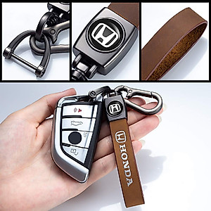 Car Wheel Tire Valve Stem Caps with Genuine Leather Keychain Compatiable with Honda CR-V CRV Pilot EX EX-L Travel Car Logo Keychains car Accessories