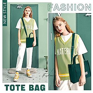 Corduroy Tote Bag for Women Small Satchel Bag Mini Tote Bag Aesthetic Crossbody Bag Handbag - School Work Travel Shopping(Dark Green)