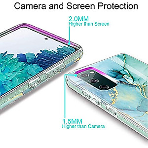 luolnh Galaxy S20 FE Case,Samsung Galaxy S20 FE Marble Case,Brilliant Cute Design Shockproof Flexible Soft Silicone Rubber TPU Bumper Cover Skin Phone Case for Samsung S20 FE -Abstract Mint