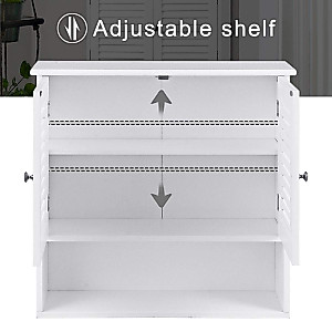 GOFLAME Bathroom Cabinet Wall Mounted, Wood Medicine Cabinet Storage Organizer with 2 Doors and 1 Shelf, Wall Cabinet with Adjustable Shelf, Simple and Modern Style, White