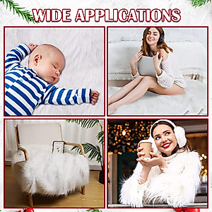 Jexine 16 Pcs Faux Fur Fabric 10 x 10 Inches Fluffy Faux Fur Squares Patches White Fur Fabric Shaggy Fur Fabric Cuts for Decoration DIY Crafts Sewing Cushion Chair Cover