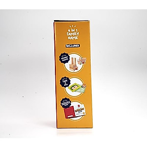 Nene Toys Wooden Block Stacking Game – 4-in-1 Tumble Tower Family Board Game with Building Blocks, Cards and Dice – African Safari Educational Wooden Toy for Kids 3-9 Years Old About Animals