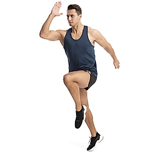 Vislivin Workout Tank Tops for Men Quick Dry Y-Back Tanks Bodybuilding Sleeveless Shirts-4 Packs Black/Grey/Navy Blue/Wine Red L