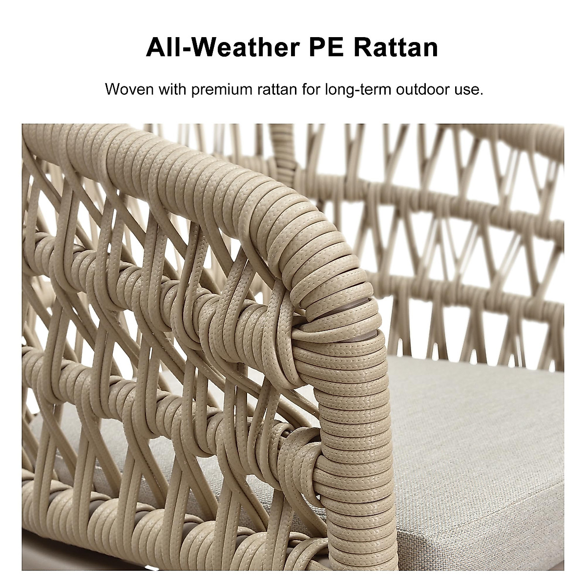 PURPLE LEAF 2 Pieces Patio Dining Chair All-Weather PE Rattan Aluminum Frame for Lawn Garden Backyard Deck Outdoor Dining Chair, Champagne