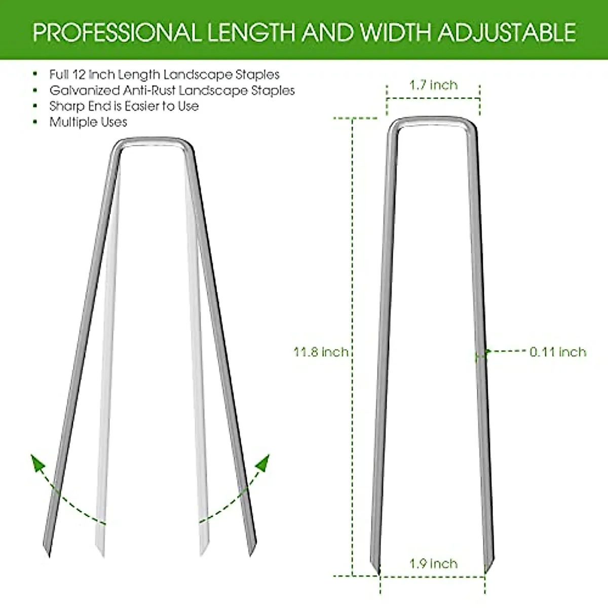 12 Inch Garden Landscape Staples Stakes, 25 Pcs Galvanized Garden Stakes Heavy Duty Metal Ground Stakes for Securing Lawn Fabric