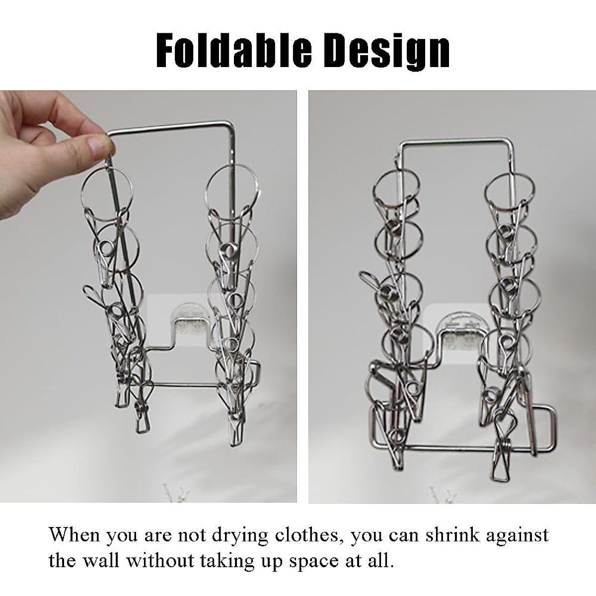 OULIGET Wall Hanging Folding Socks Clip, Bathroom Balcony Folding Clothes Hanger,Sock Hanger for Drying Towel Bra Underwear Sock Clip,10 Clips (10)