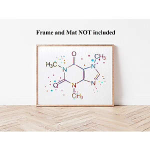 Dignovel Studios 8X10 Unframed Caffeine Molecule Chemical Symbol Watercolor Art Print Poster Housewarming Wall Giclee Office Home Decor DN536