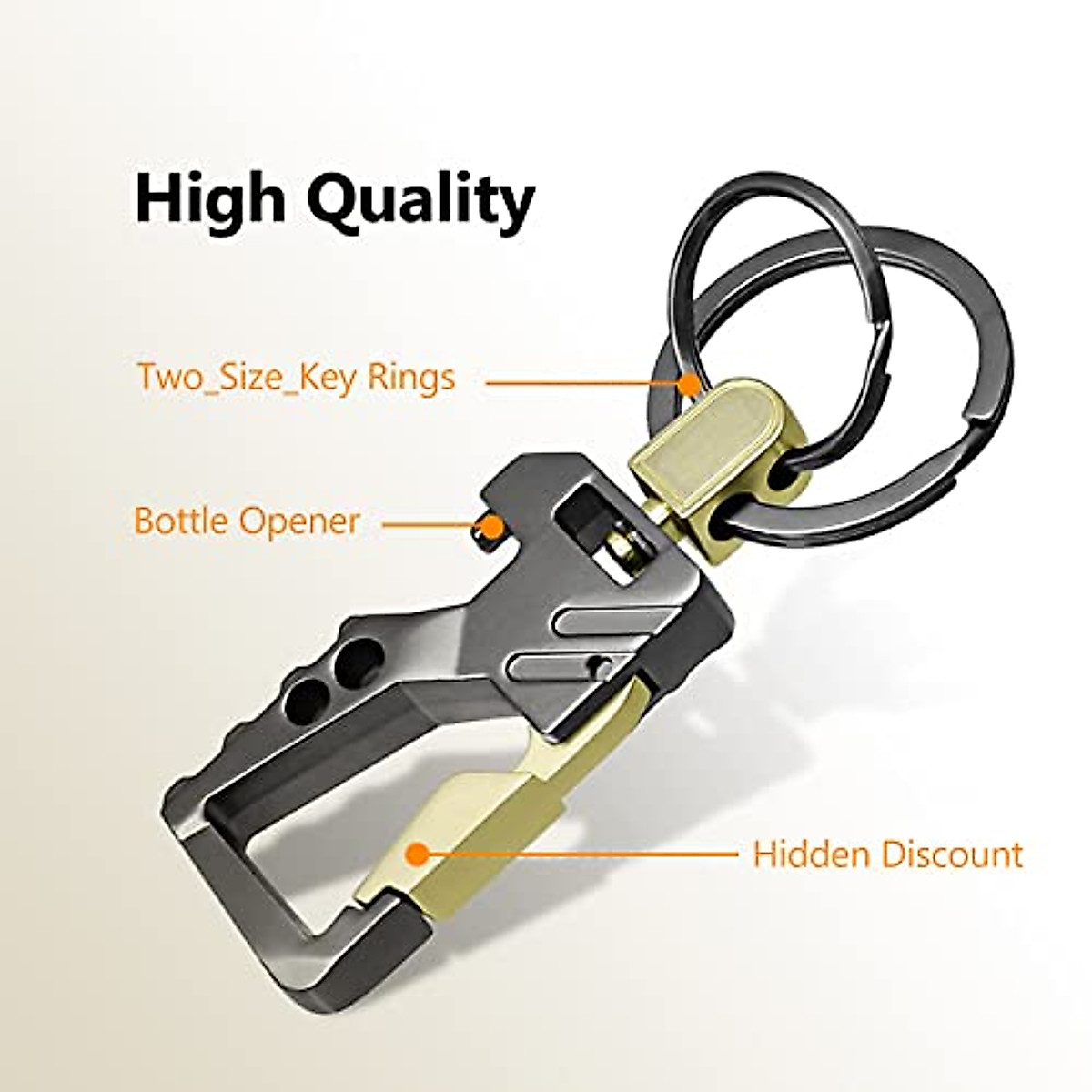 Yonput 1 PC Heavy Duty Key Chain with 2 Key Rings Bottle Opener Keychain Key Chains for Carabiner for Men and Women (Black)
