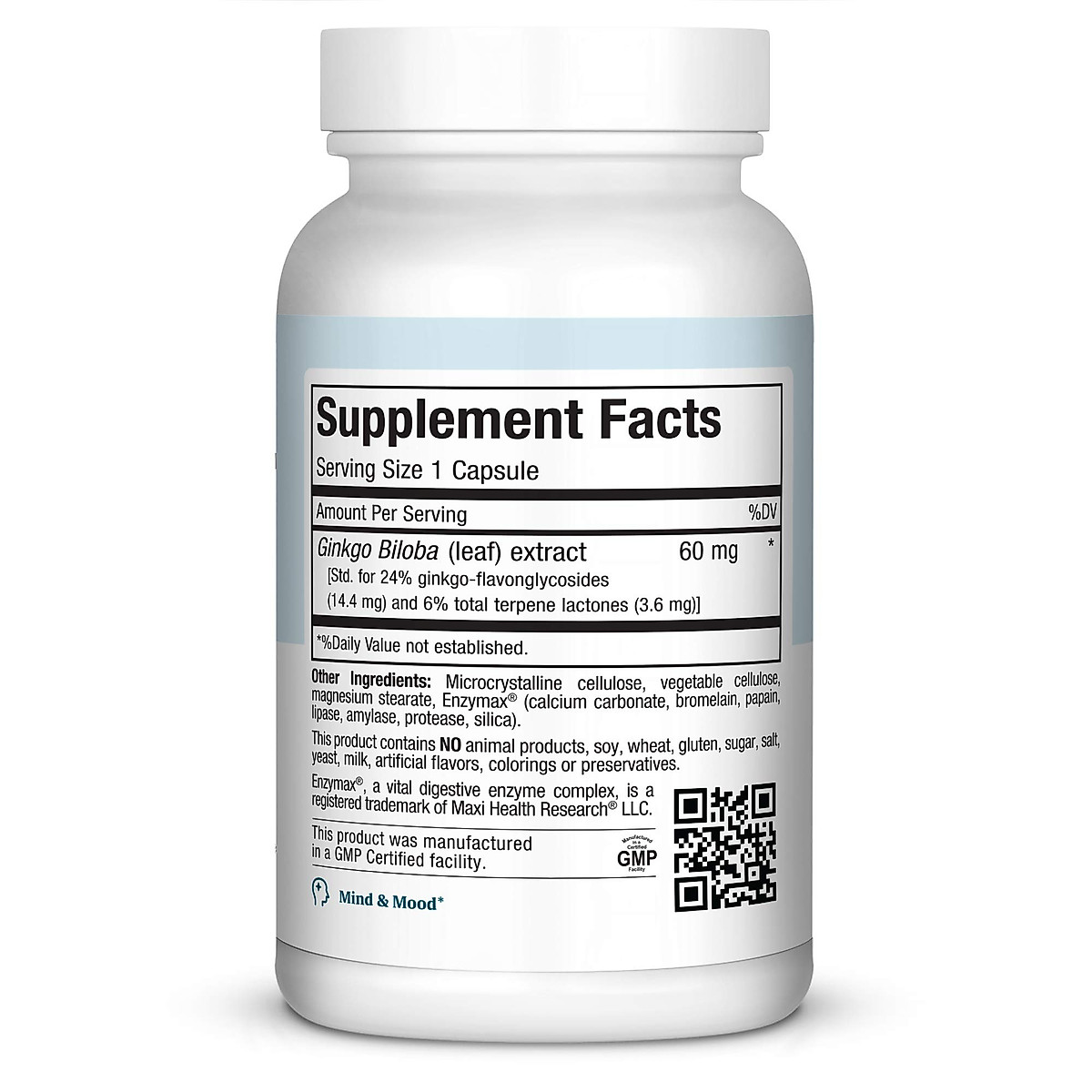Maxi Health Ginkgo Biloba - Brain and Circulation Formula - 90 Capsules - Kosher (QGB)