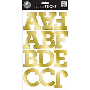 me & my BIG ideas Large Alpha Sticker, Aurora, Gold Foil