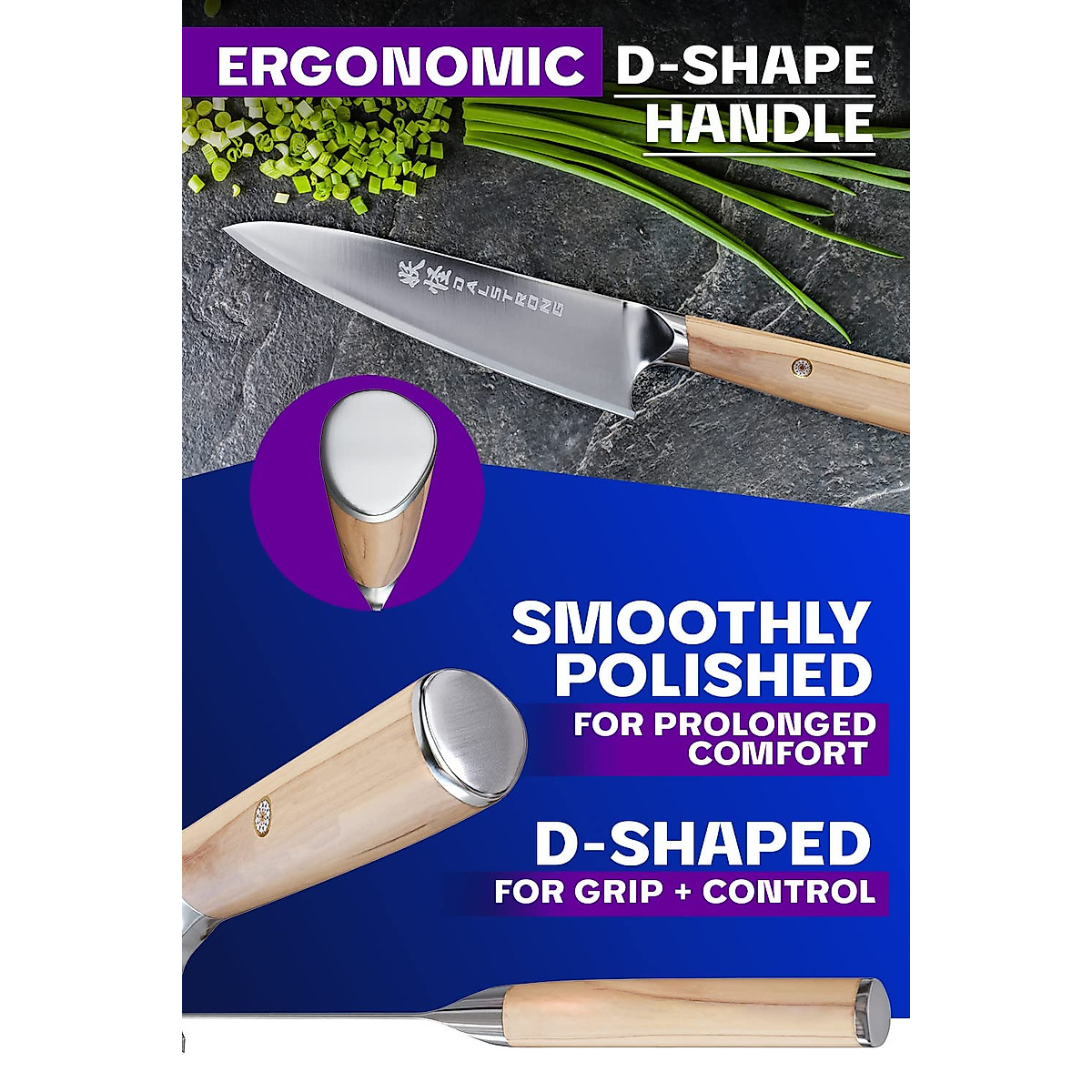 Dalstrong Chef Knife - 8 inch - Phantom Series - Japanese High-Carbon AUS8 Steel Kitchen Knife - Olive Wood Handle - Cooking Knife - Chef's Knife - w/Sheath