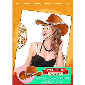 SGBETTER 4 Pack Adult Texan Cowboy Hat Country Western Cowgirl Hat Cowboy Hat for Women Cowboy Themd Party Dress up