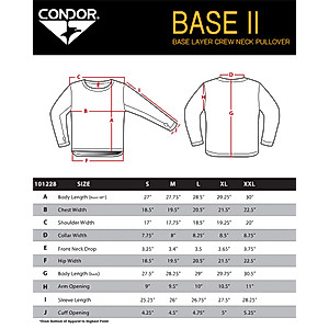 Condor Elite 101228-002-XXL Base Ii Base Layer - Crew BLACK, XXL