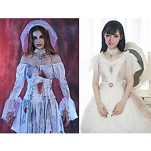 ETERNITY J. Vintage Lace Gothic Style Tassel Pendant Choker Victorian Palace Princess Lolita Necklace Bracelet