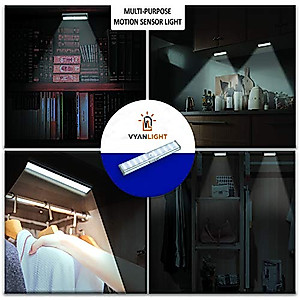VYANLIGHT Motion Activated Light, Wireless LED Lights with 30 LEDs, Built-in Battery, and 4-Modes, Stick-On Anywhere Magnetic Night Light Bar for Closet Hallway Stairway, Dimmable LED, 1 Pack