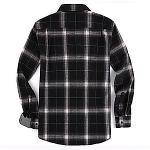 Ezmine Men’s Flannel Shirts Long Sleeve Casual Button Down Flannel Plaid Shirts for Men Camp Hiking Black