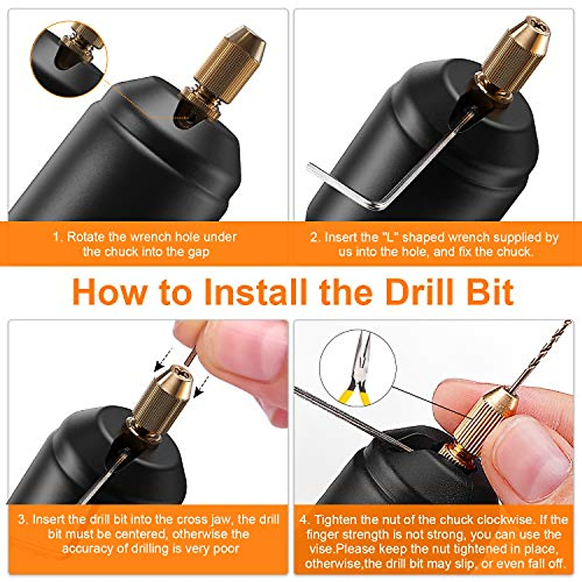 Electric Resin Drill Set, Midvalley Pin Vise Electrical Mini Hand Drill Kit with 10Pcs Twist Drill Bits (0.8-1.2 mm) Tool, for Resin Craft, DIY Jewelry Making Keychains, Pendant, Plastic Wood.