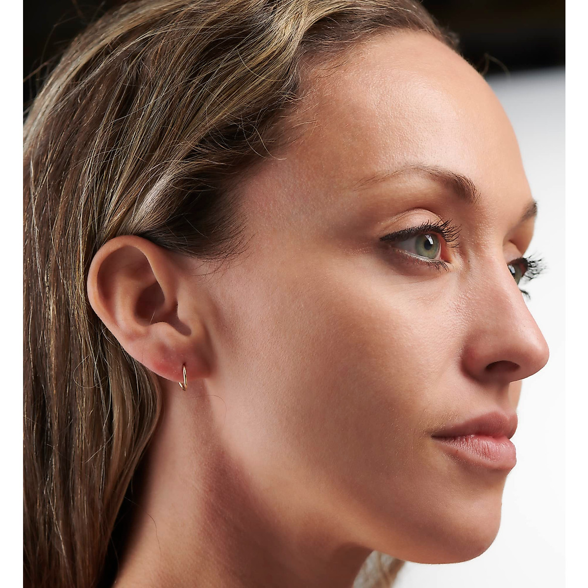 High Polish 14k Gold 1mm Endless Closure Hoop Earrings (12mm)