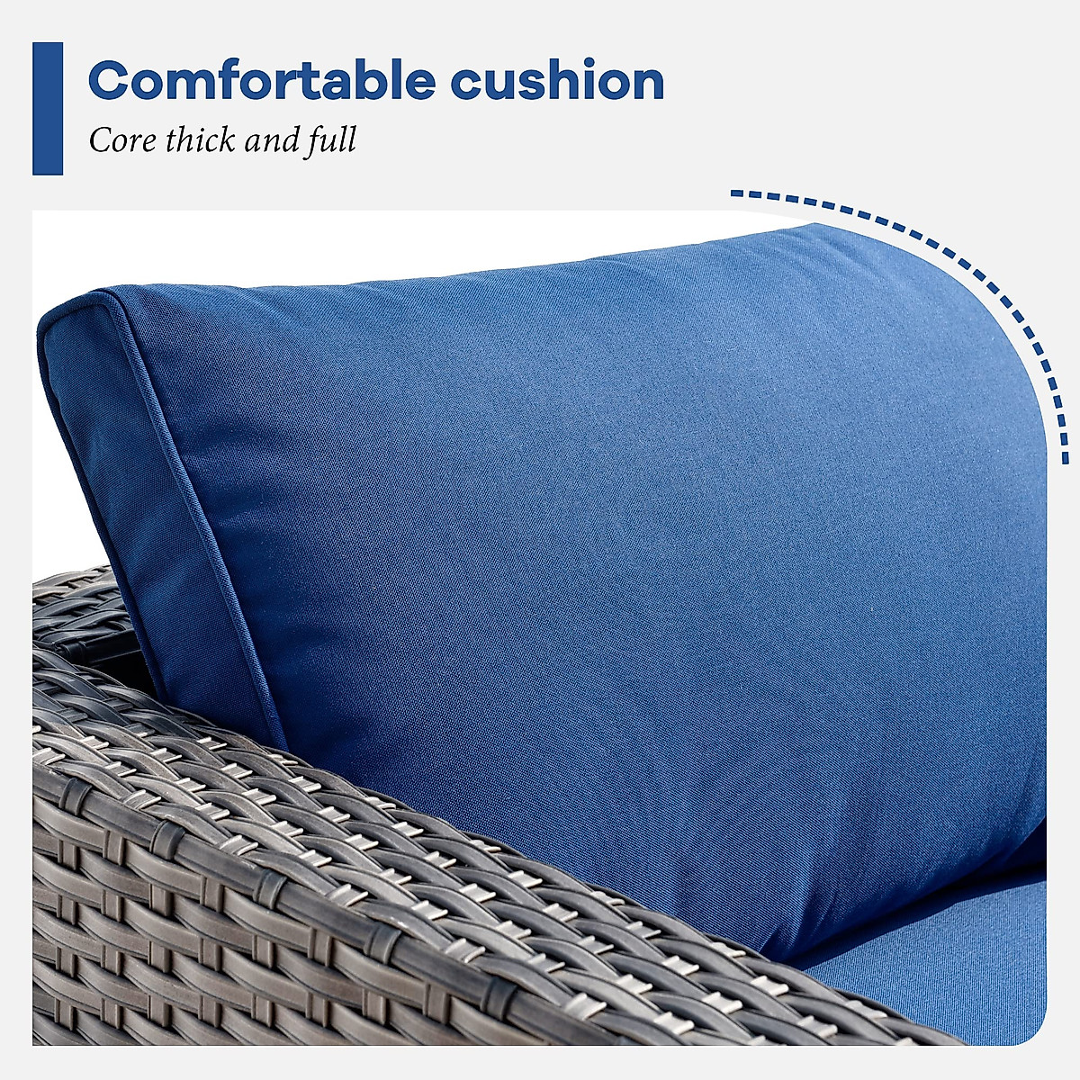 HOOOWOOO 10 Piece Patio Sectional Furniture Set with Swivel Rocking Chairs,Modern Wicker Outdoor Conversation Sofa Sets,Weather Resistant Modular L Shaped Outside Couch Set(Navy Blue)