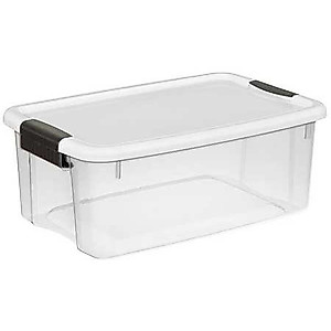Sterilite Storage Tote, Clear/White, 4.5 Gal.