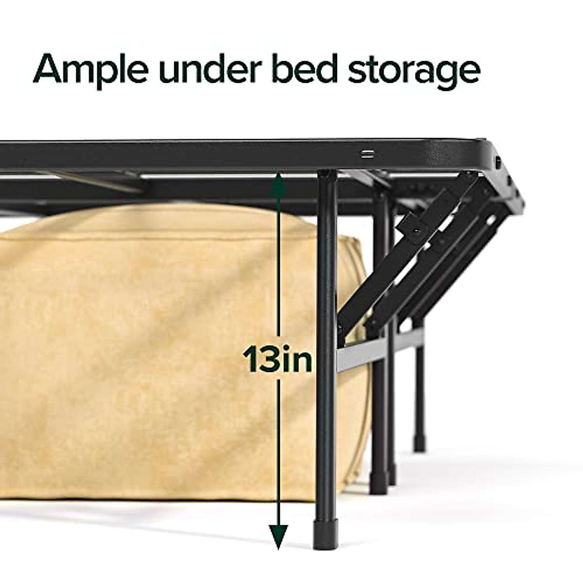 ZINUS SmartBase Mattress Foundation with Headboard / 14 Inch Metal Platform Bed Frame / No Box Spring Needed / Sturdy Steel Frame / Adjustable Headboard Height, Queen