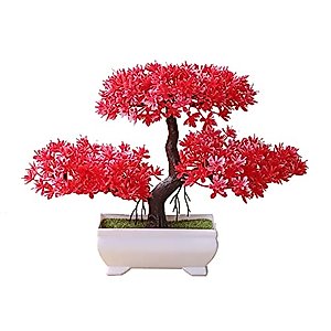 C-LARSS Artificial Bonsai Nice-Looking Lightweight Pretty Simulated Bonsai for Office Red