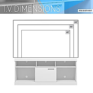 White TV Stand for 65 Inch TV, Entertainment Center with Storage for Living Room or Bedroom with Cabinet and Storage, Television Stand Fits Screens up to 65" When Measured Diagonally
