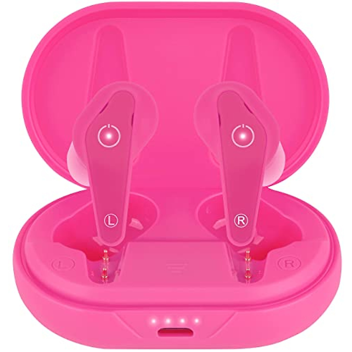 eThings Heavy Duty Premium Sound Noise Canceling Earbuds - Bluetooth 5.0 Waterproof Touch Control Wireless Headphones with Charging Case (Pink)