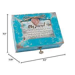 Cottage Garden Smile Dear Friend Teal Distressed Locket Music Box Plays That's What Friends are for