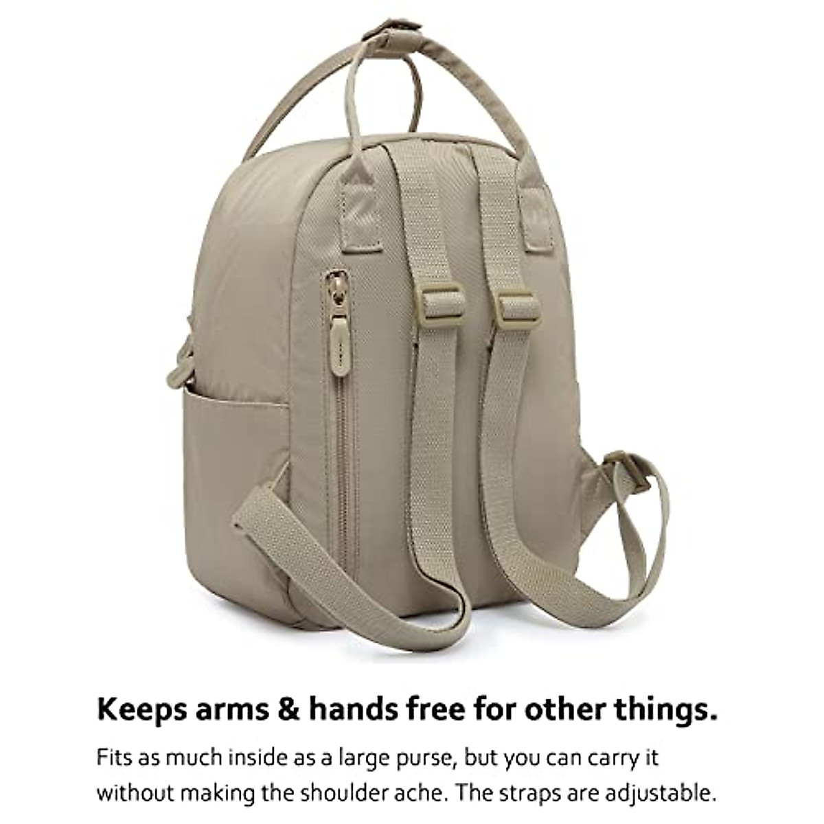 HotStyle 8811s+ Fashion Mini Backpack, Women' Small Backpacking Purse, Pastel Khaki