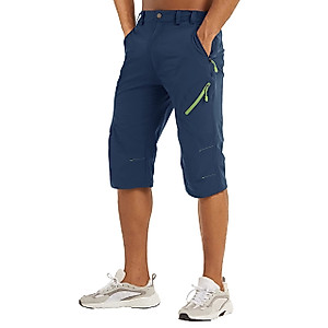 BIYLACLESEN Quick Dry Pants Men Hiking Pants Men Three-Quarter Pants Camping Pants 3/4 Shorts Men Work Pants for Men Fishing Pants for Men Cargo Long Shorts