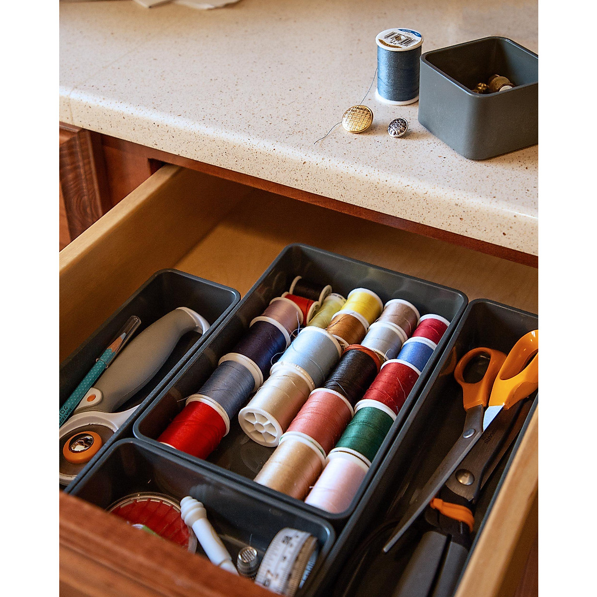 Three by Three Seattle Bamboo Fiber Stacking Organizing Bins: Eco-Friendly, Stylish, and Space-Saving Storage Solution